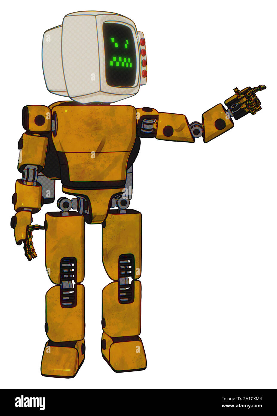 Automaton containing elements: old computer monitor, angry pixels face ...