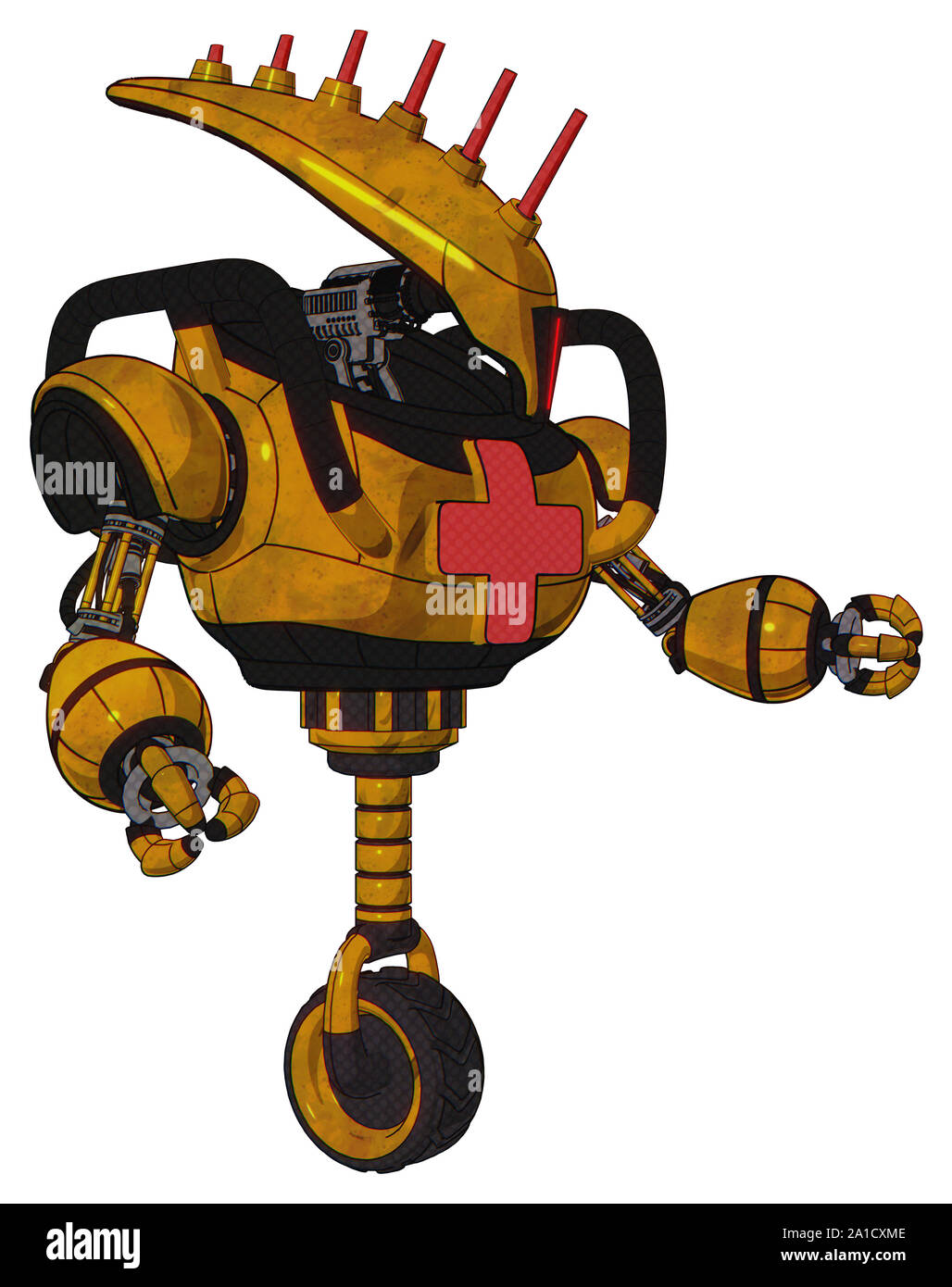 Android containing elements: flat elongated skull head, heavy upper ...