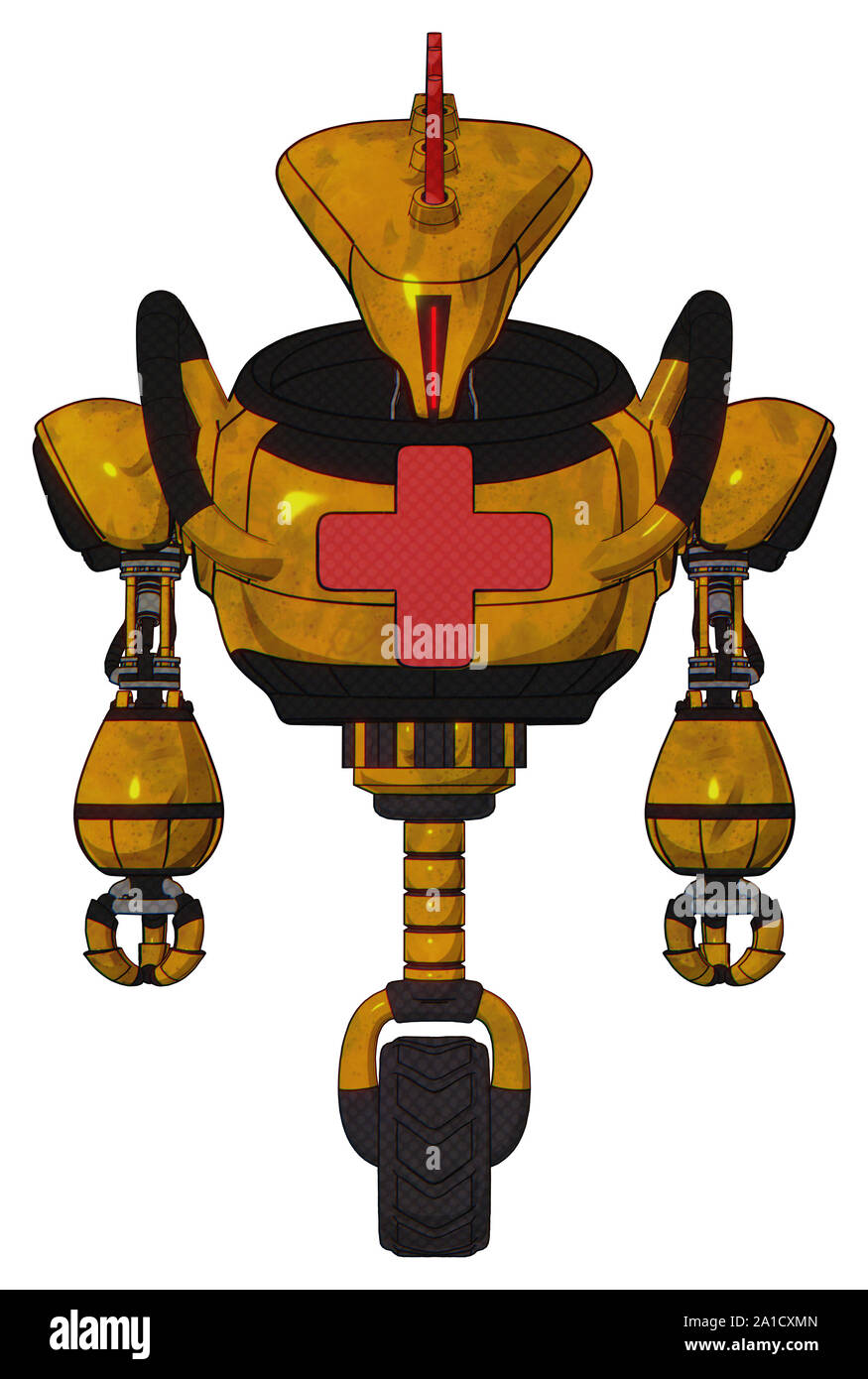 Android containing elements: flat elongated skull head, heavy upper ...