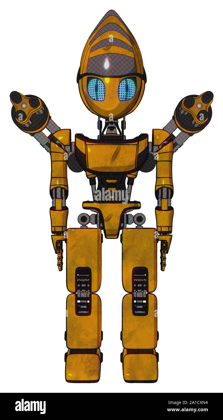 Bot containing elements: grey alien style head, blue grate eyes, light ...