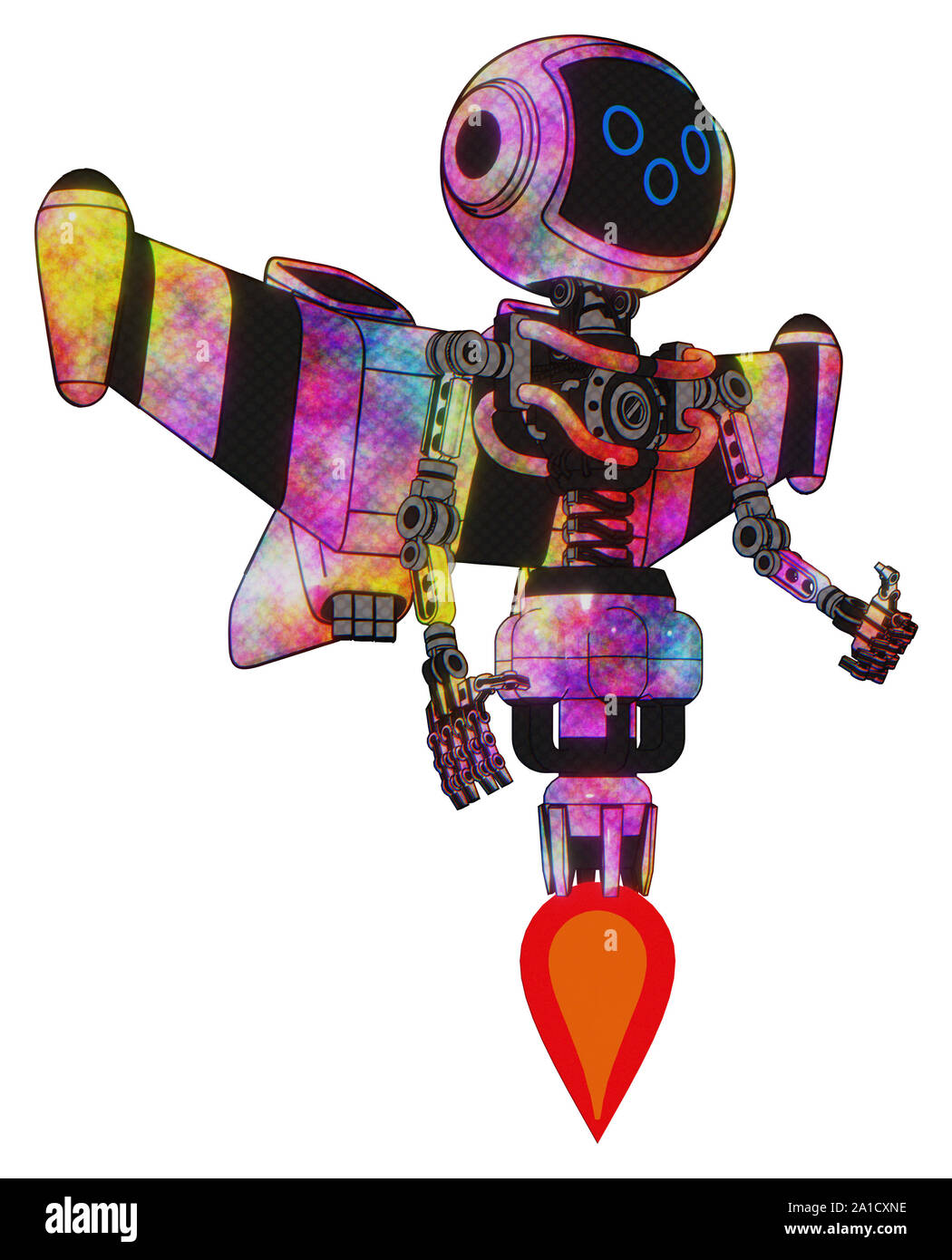 Droid containing elements: digital display head, woo expression, light ...