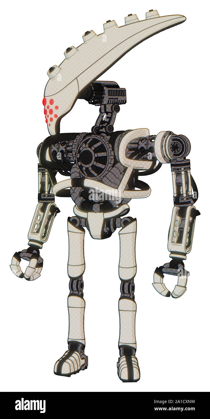 Mech containing elements: flat elongated skull head, heavy upper chest ...