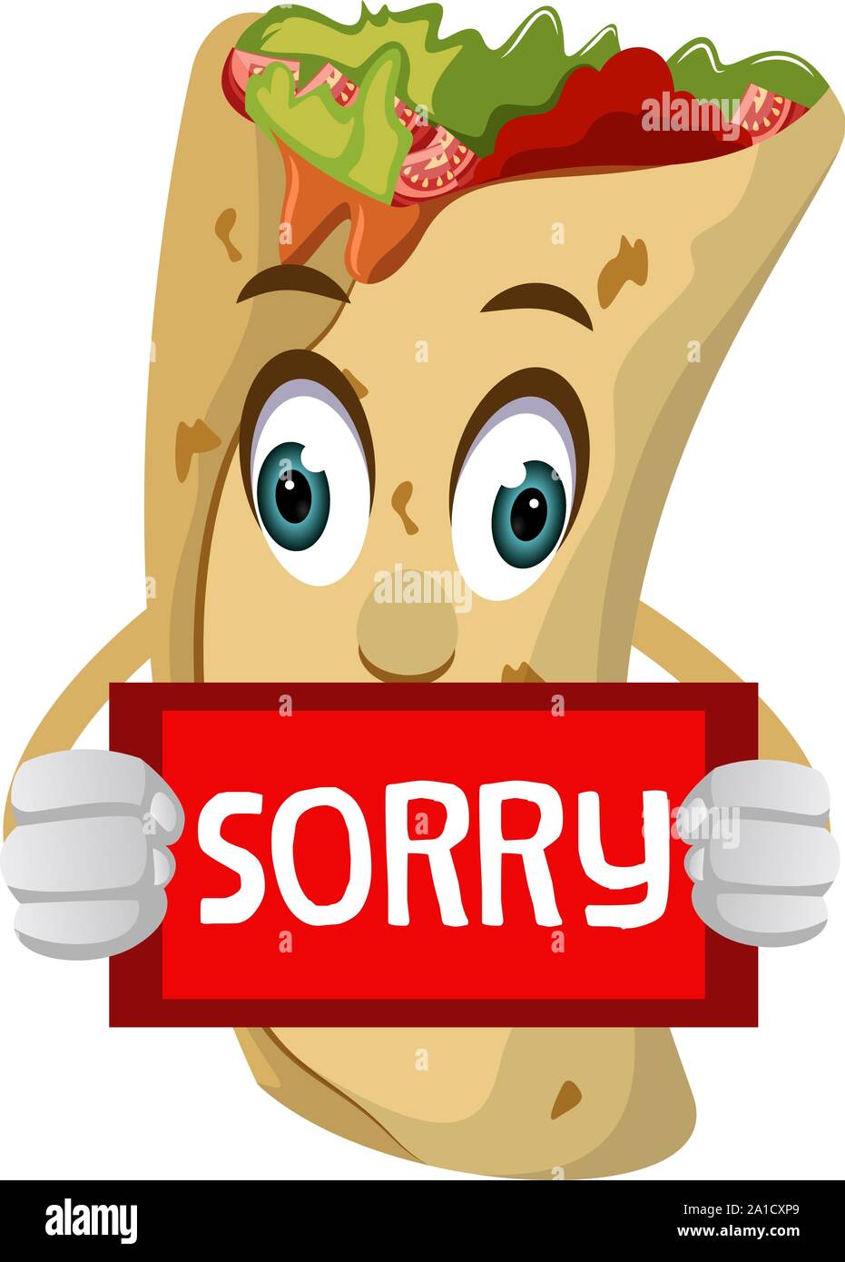 Burrito with sorry sign, illustration, vector on white background Stock ...