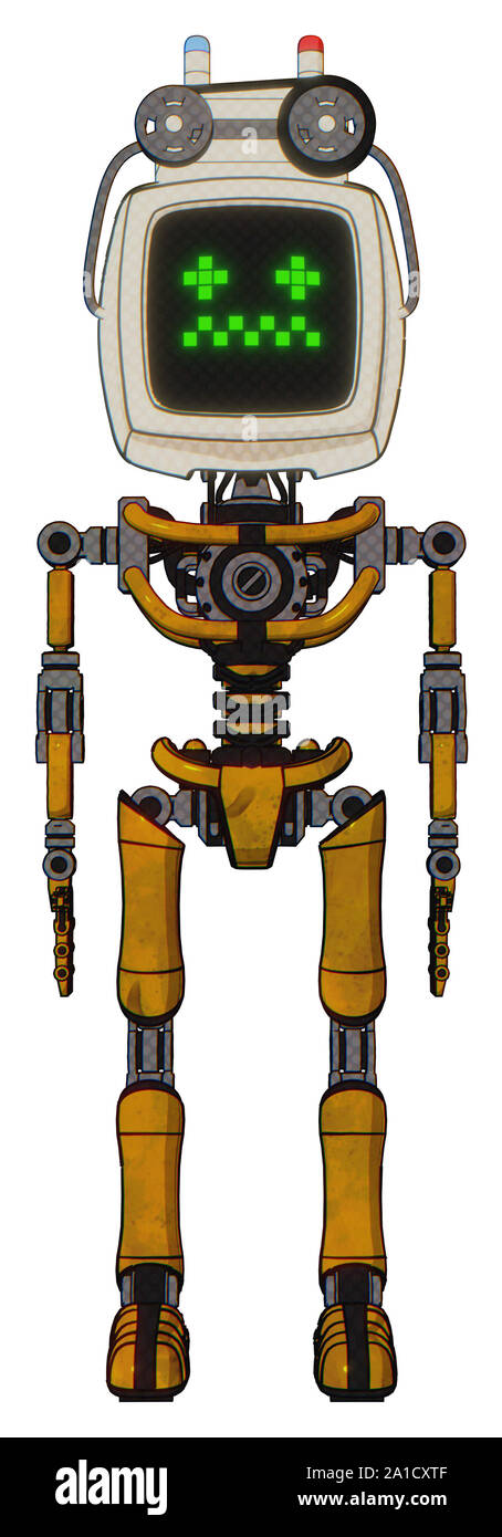 Cyborg containing elements: old computer monitor, stunned pixels face ...