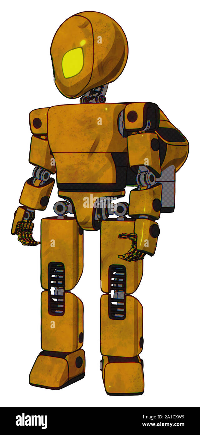 Automaton containing elements: grey alien style head, yellow eyes ...