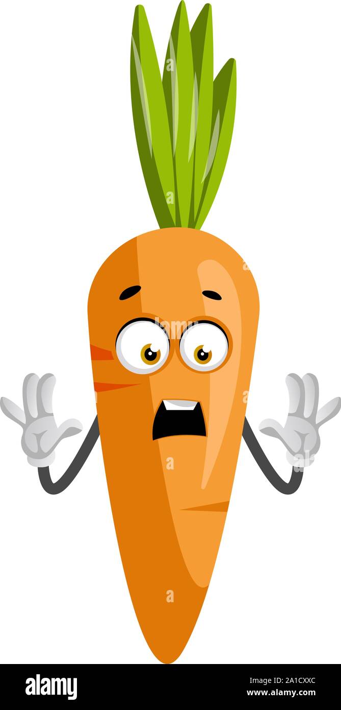 Scared carrot, illustration, vector on white background Stock Vector ...