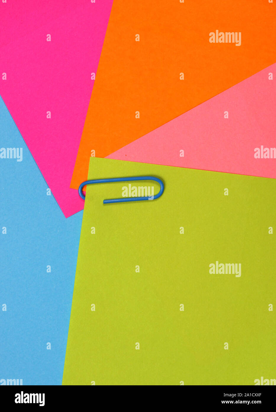 Various colored papers pasted on a flat layout Stock Photo - Alamy