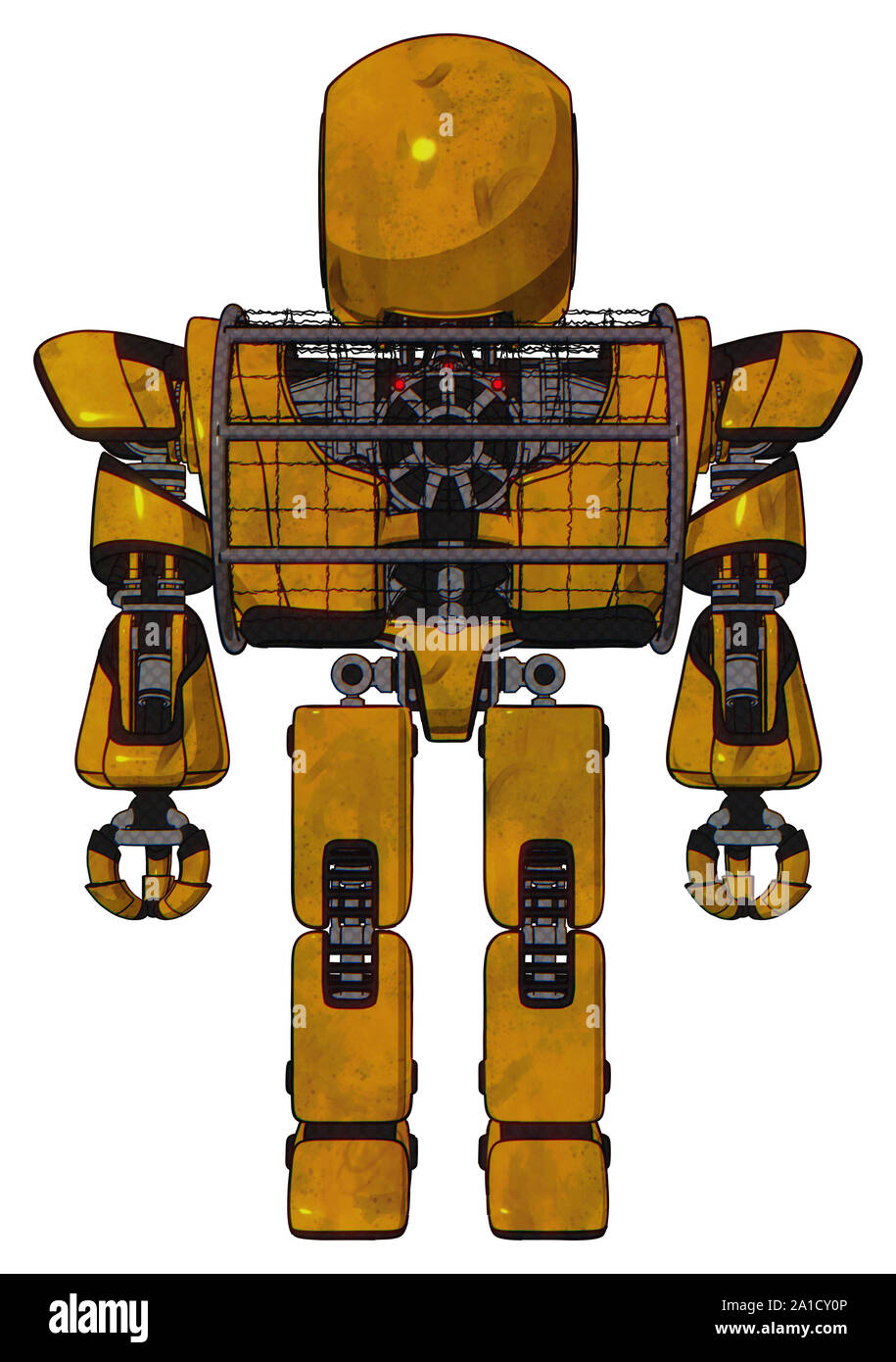Robot containing elements: round head, heavy upper chest, heavy mech ...