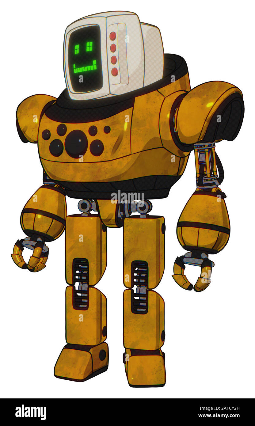 Bot containing elements: old computer monitor, happy pixel face, red ...