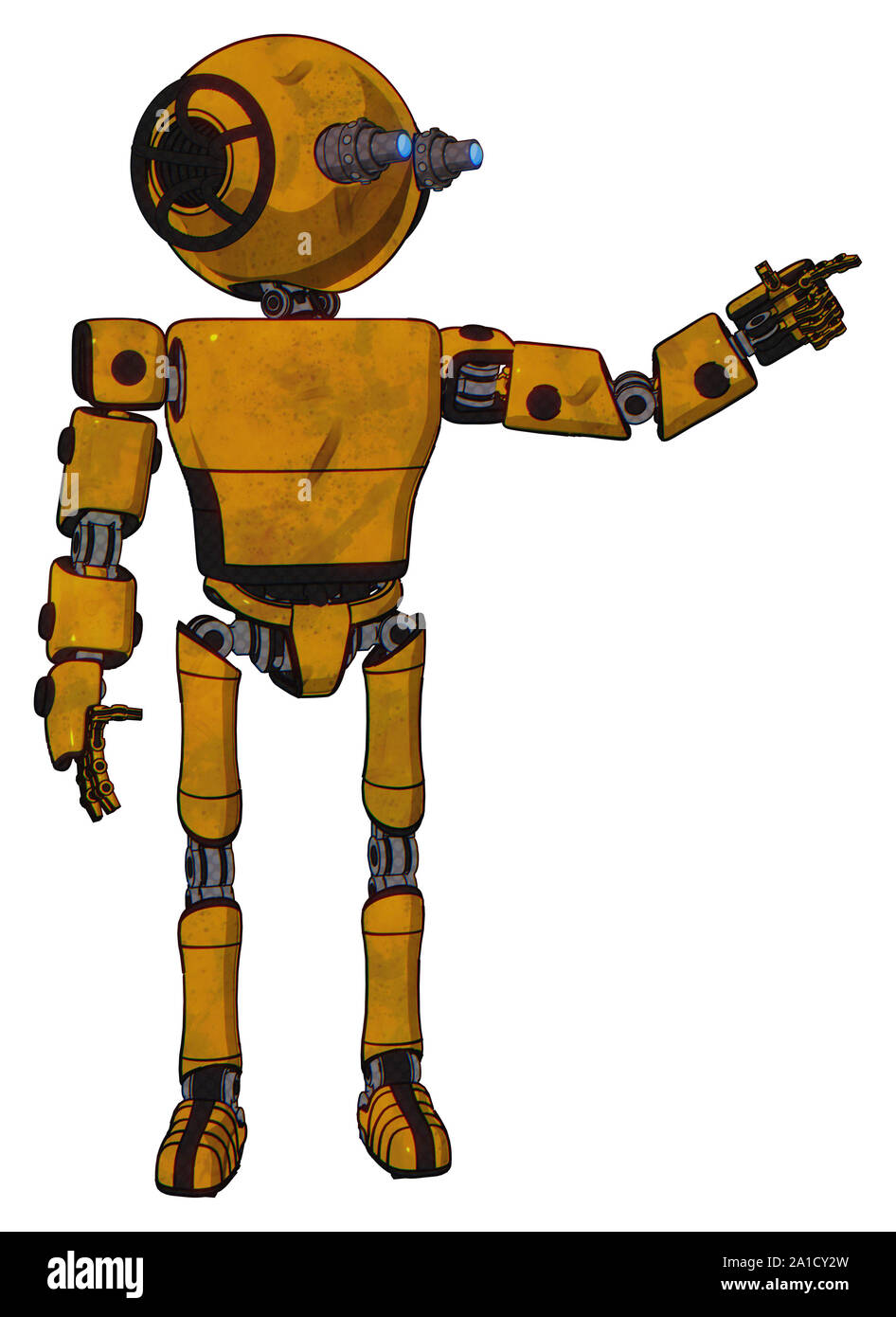 Robot containing elements: oval wide head, telescopic steampunk eyes ...