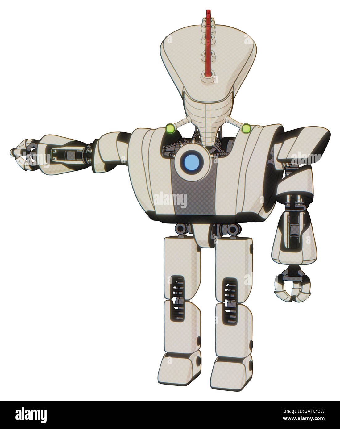 Droid containing elements: flat elongated skull head, heavy upper chest ...