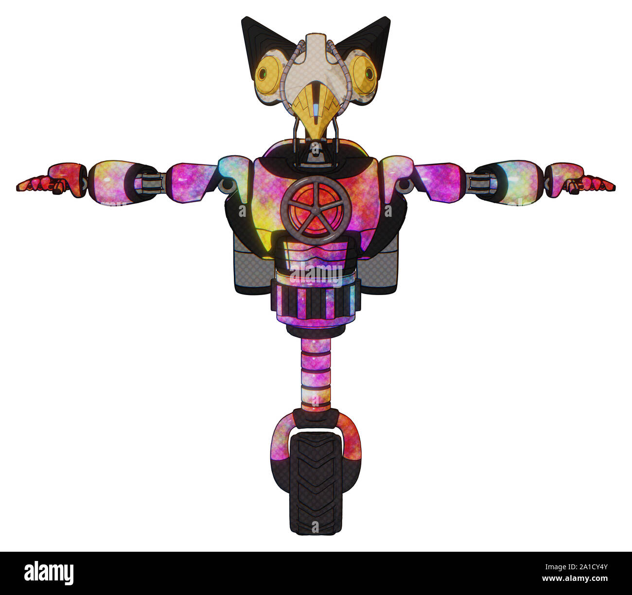 Automaton containing elements: bird skull head, brass steampunk eyes ...