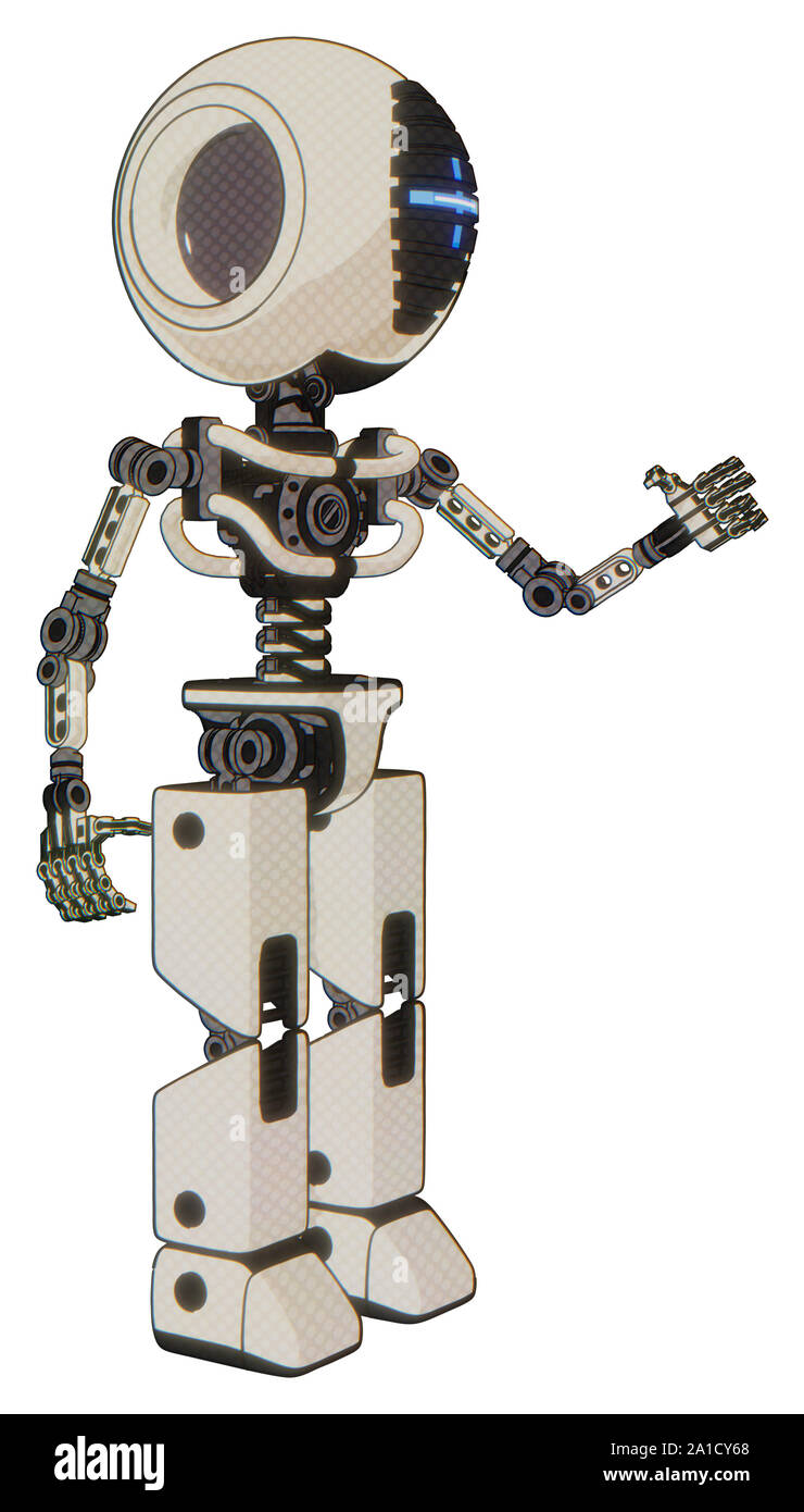 Android containing elements: round head, vertical cyclops visor, light ...