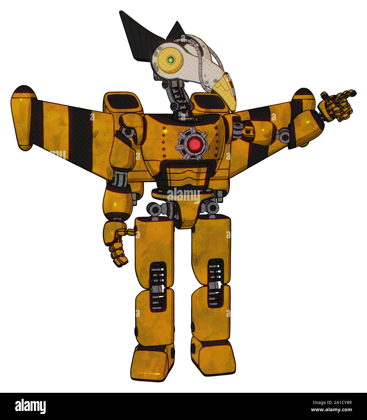 Robot containing elements: bird skull head, brass steampunk eyes ...