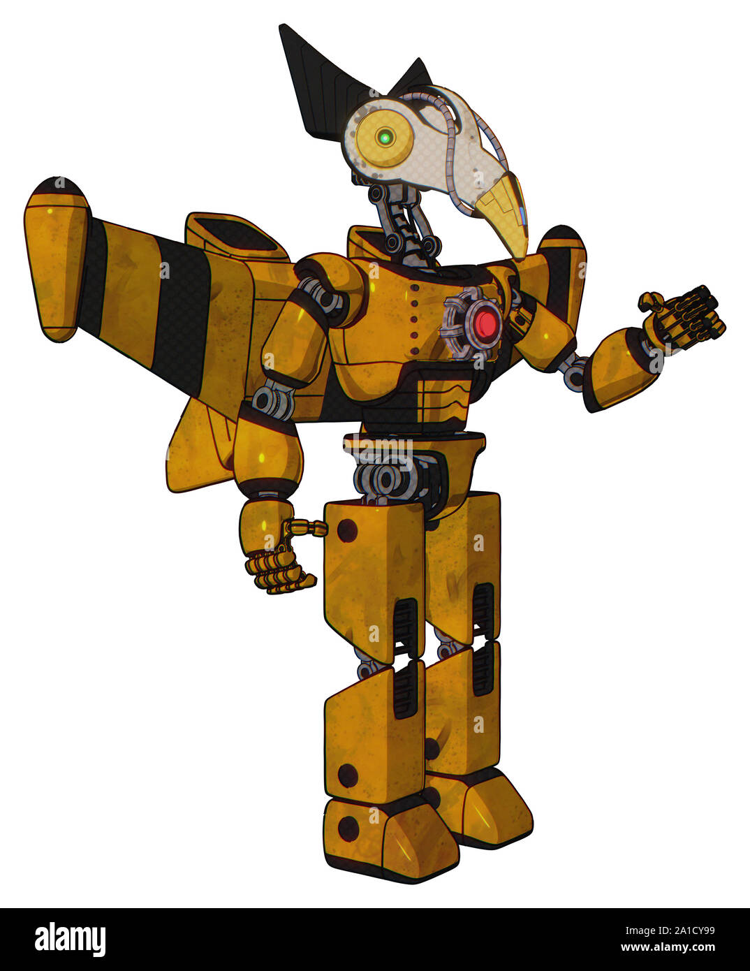 Robot containing elements: bird skull head, brass steampunk eyes ...