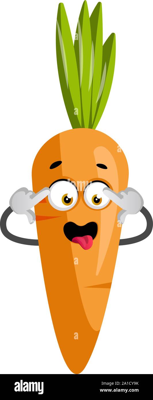 Crazy carrot, illustration, vector on white background Stock Vector ...