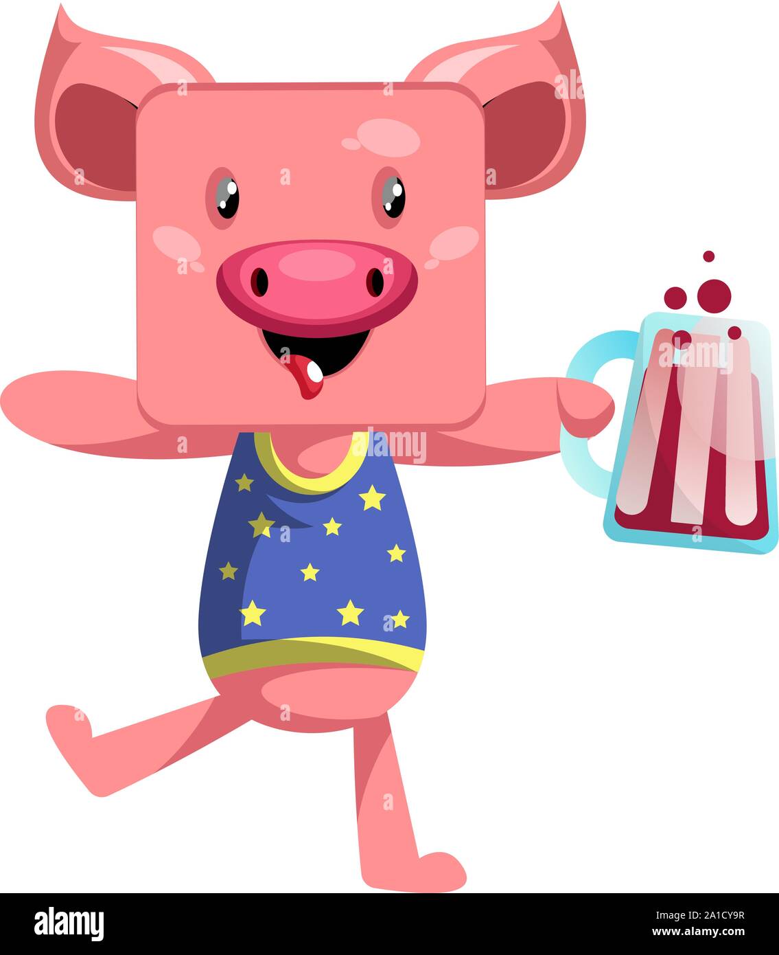 Pig with beer, illustration, vector on white background Stock Vector ...