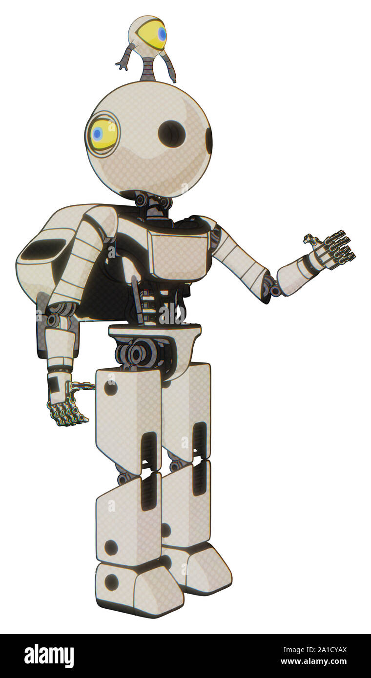 Robot containing elements: oval wide head, minibot ornament, light ...