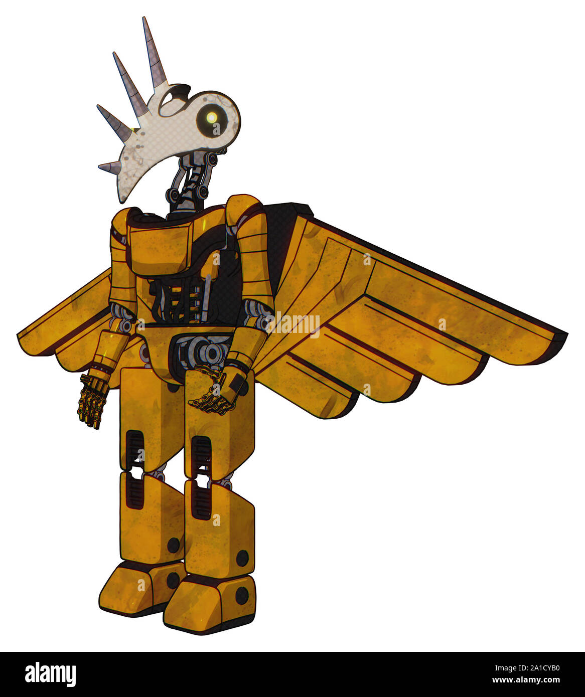 Automaton containing elements: bird skull head, yellow led protruding ...