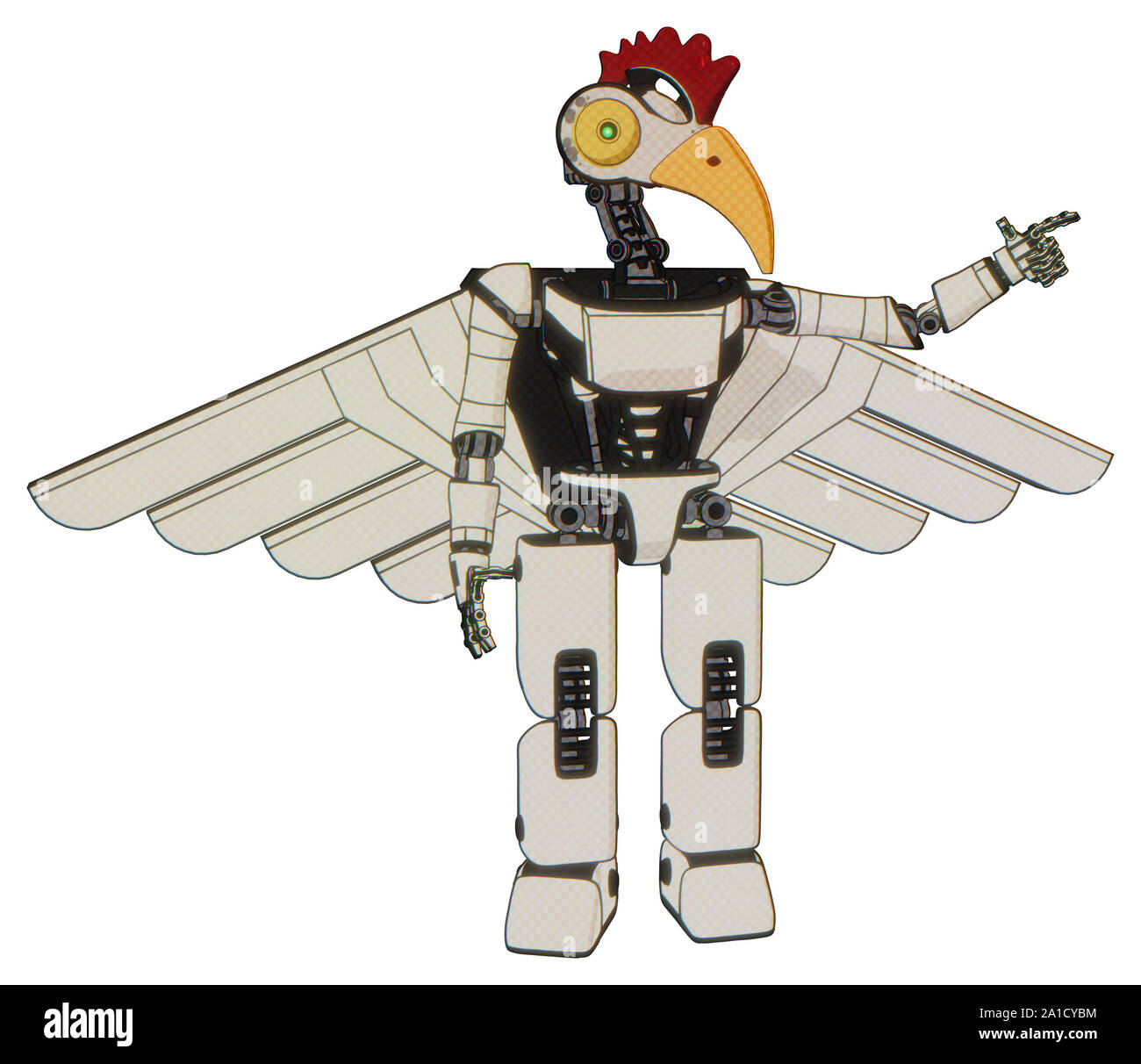 Mech containing elements: bird skull head, brass steampunk eyes ...