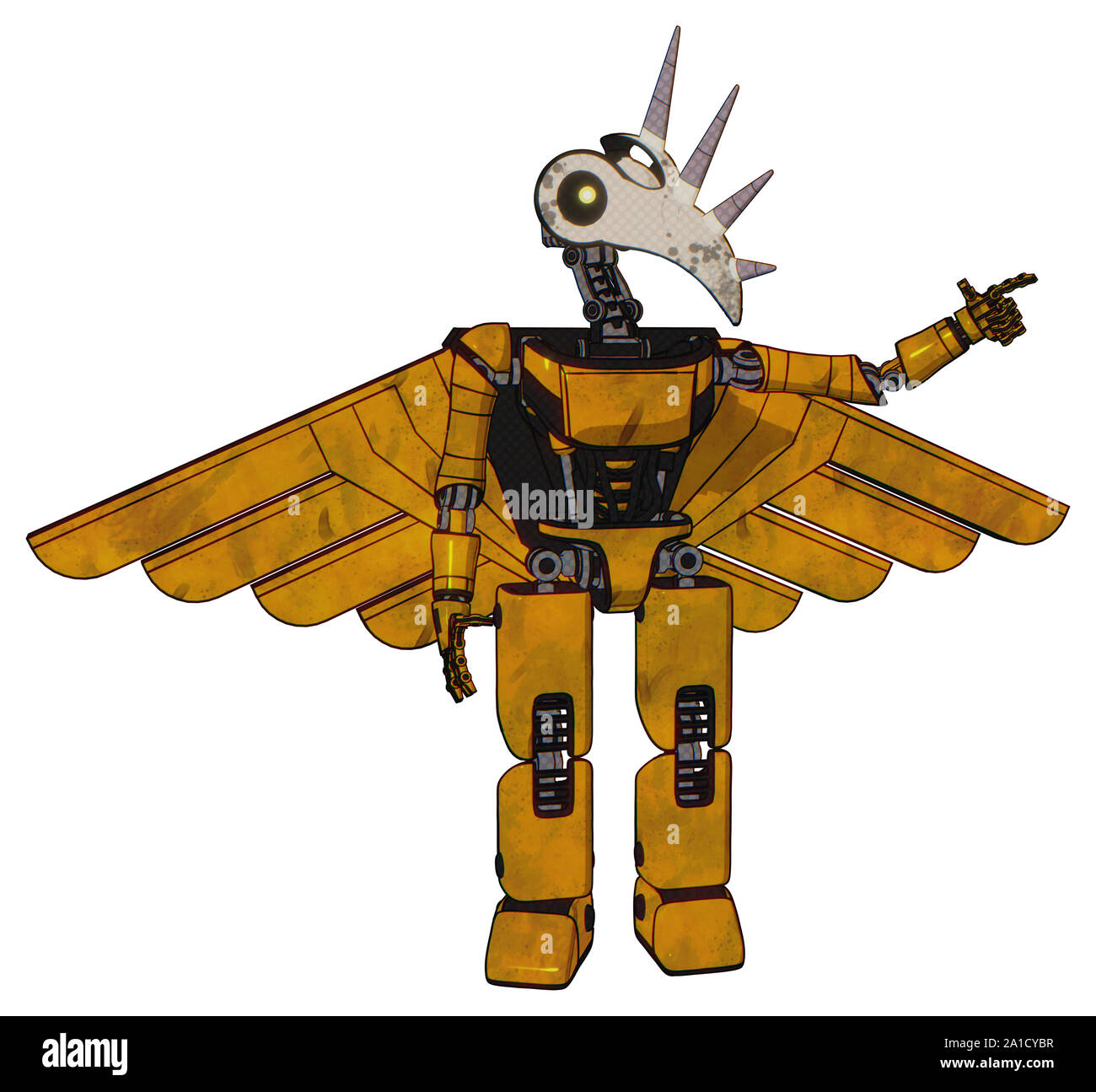 Automaton containing elements: bird skull head, yellow led protruding ...