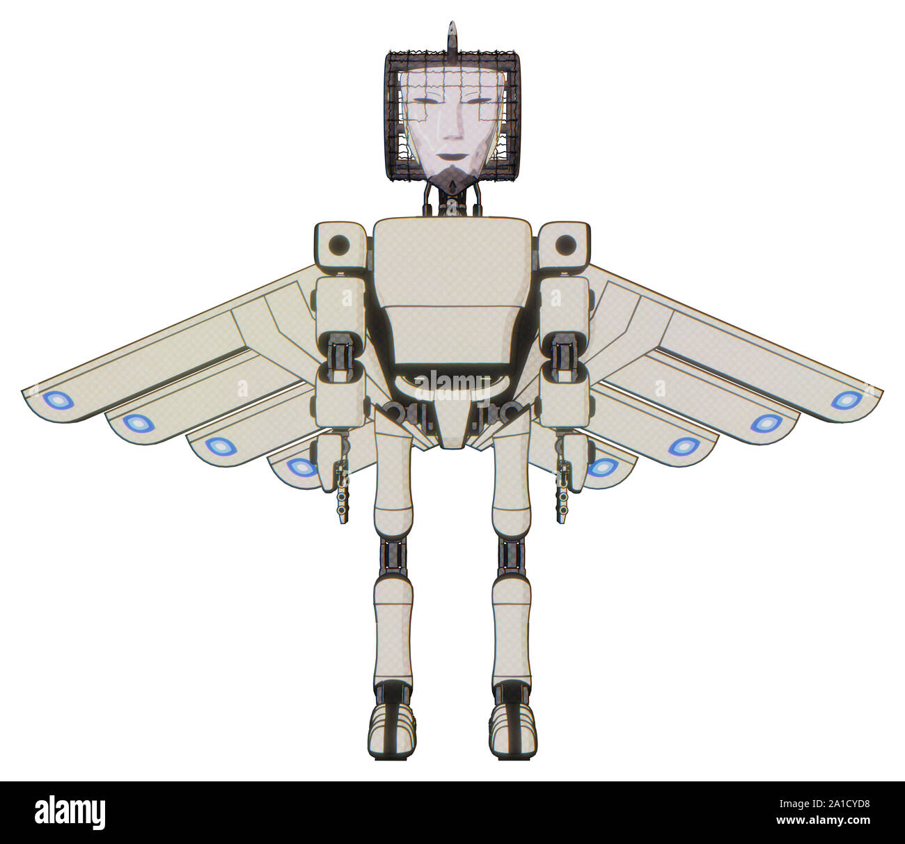 Robot containing elements: humanoid face mask, light chest exoshielding ...