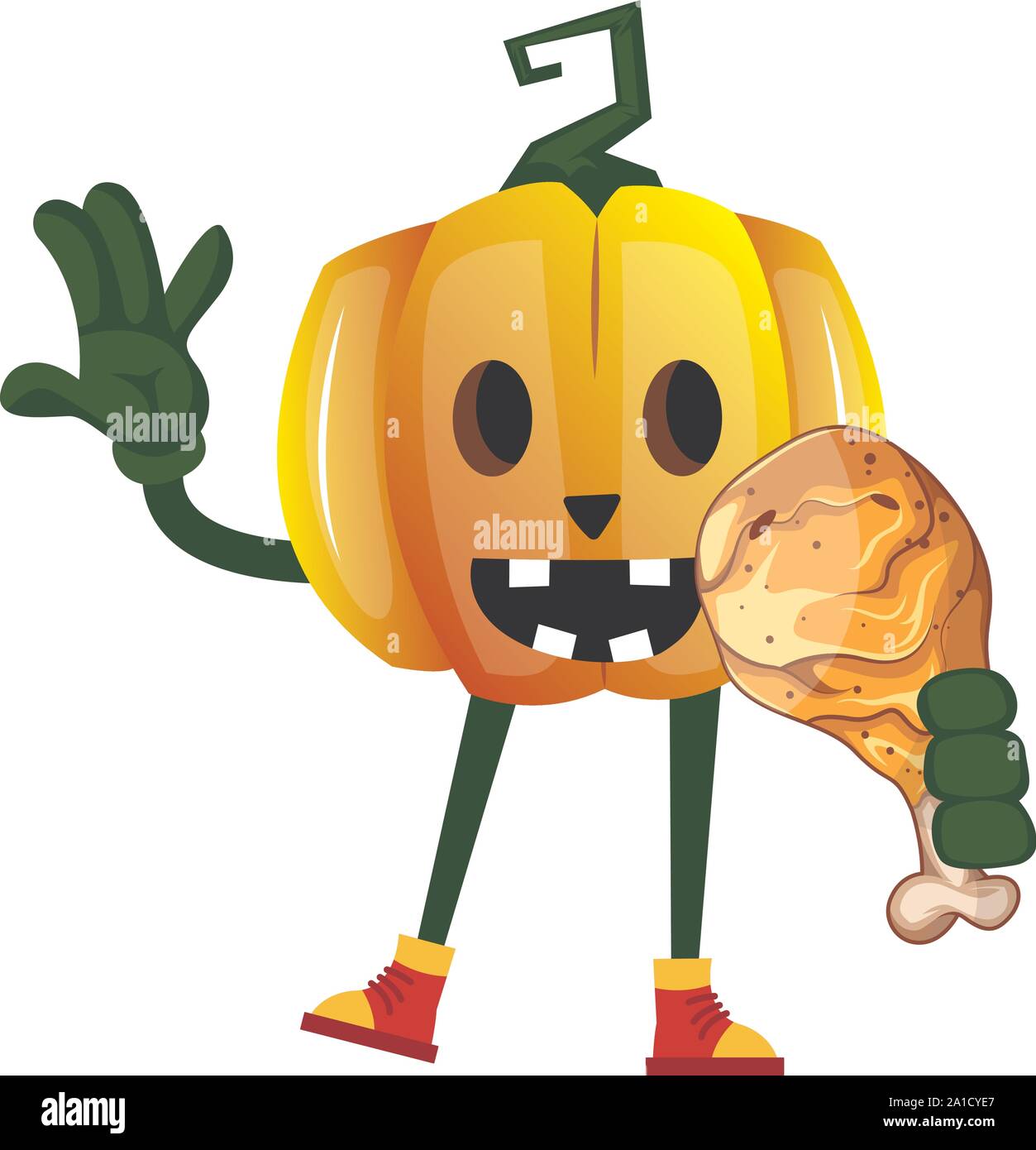 Pumpkin eating, illustration, vector on white background Stock Vector ...