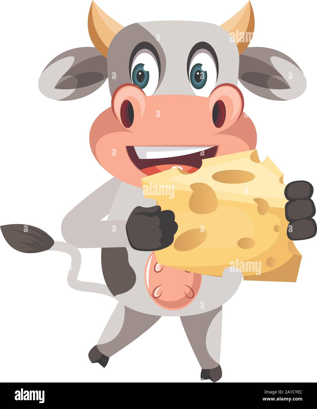 Cow with cheese, illustration, vector on white background Stock Vector ...