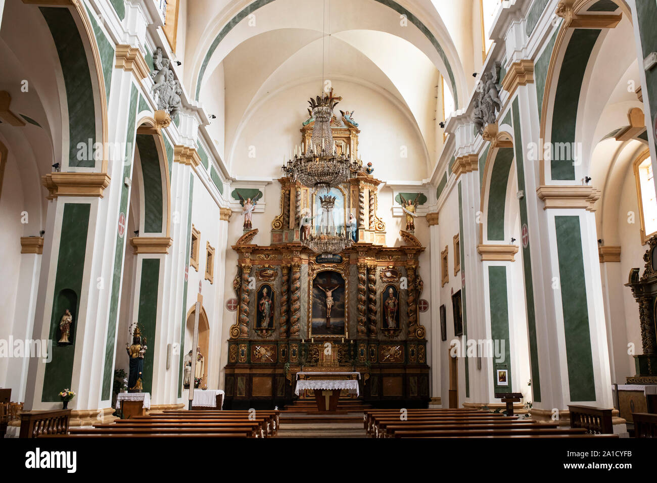 The interior and altar of the Church of Saint François de Sales in ...