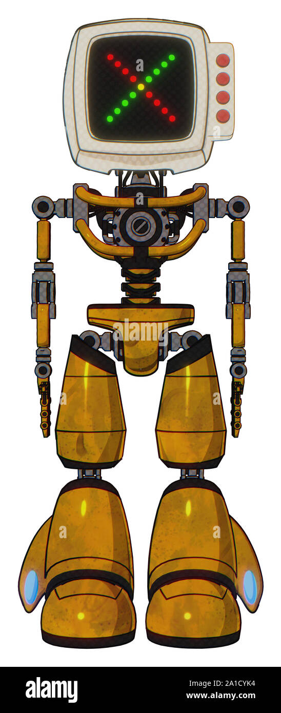 Automaton containing elements: old computer monitor, colored x display ...