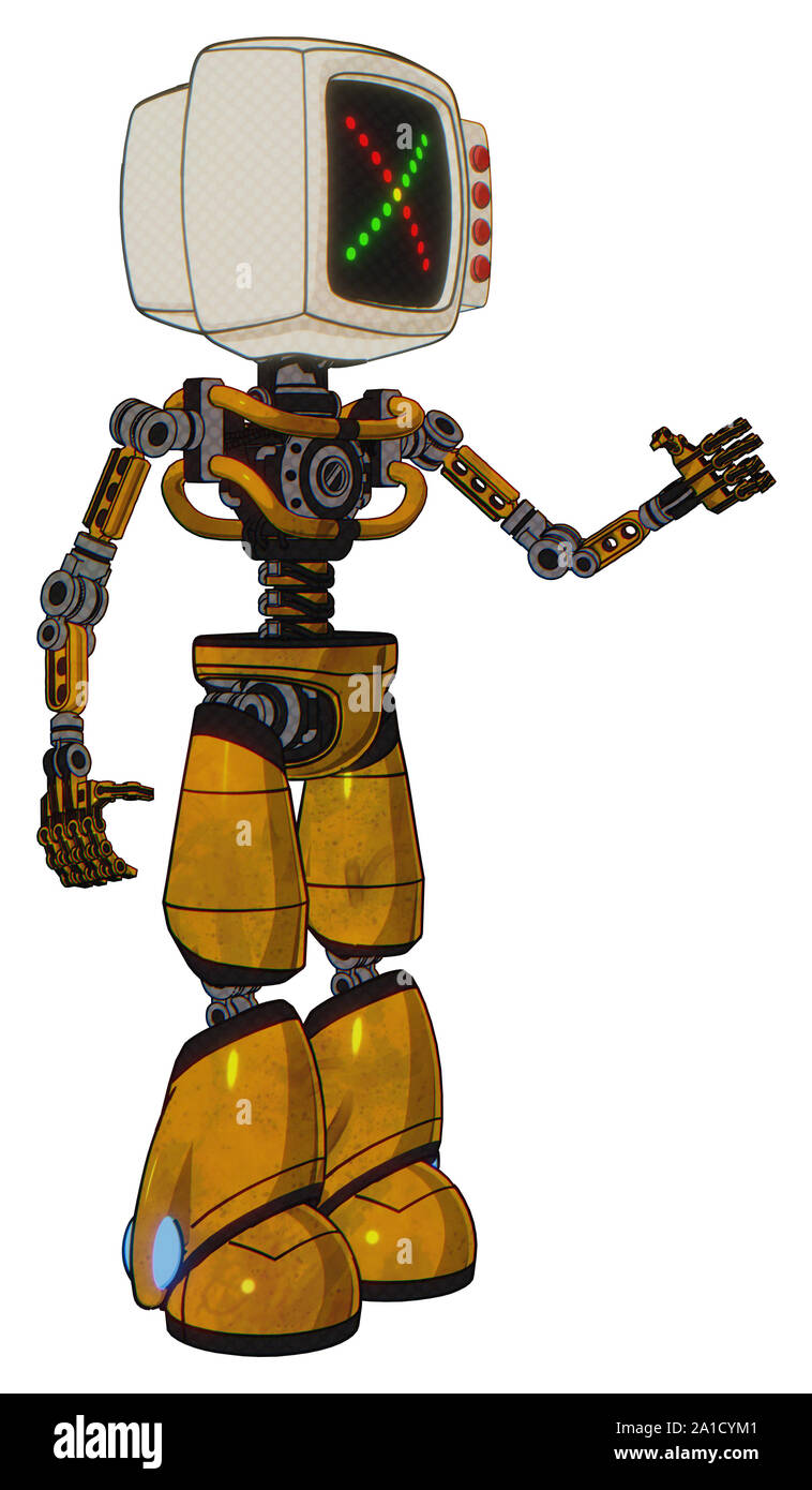 Automaton containing elements: old computer monitor, colored x display ...