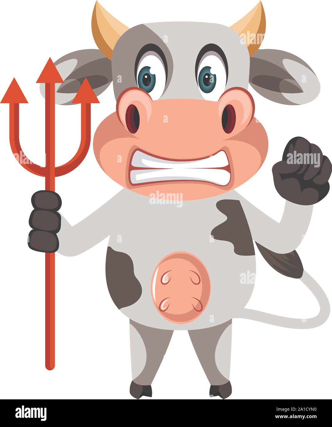 Cow with devil spear, illustration, vector on white background Stock ...