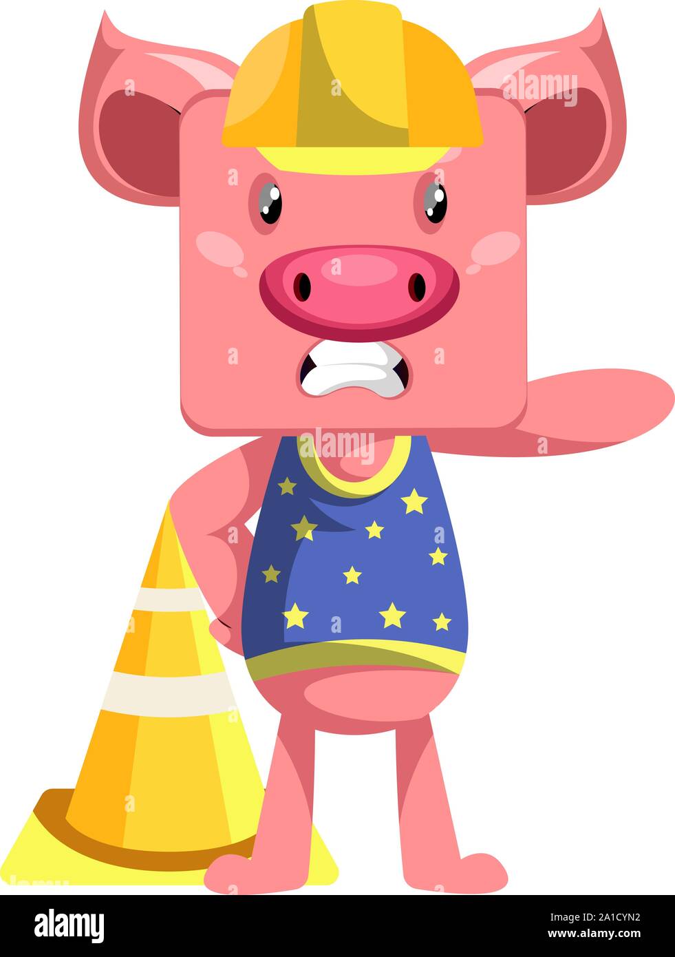 Pig working, illustration, vector on white background Stock Vector ...