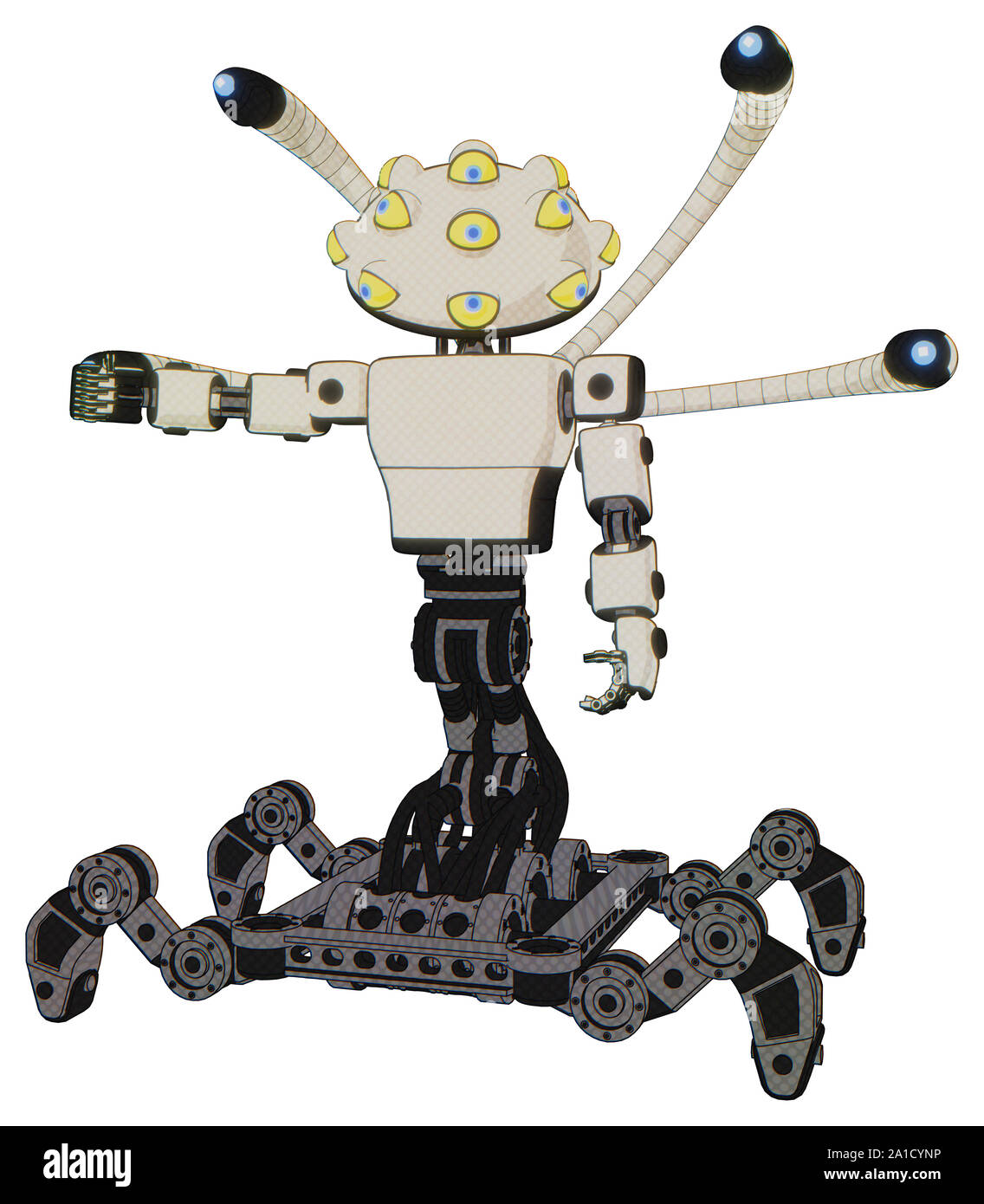 Mech containing elements: many-eyed monster head design, light chest ...