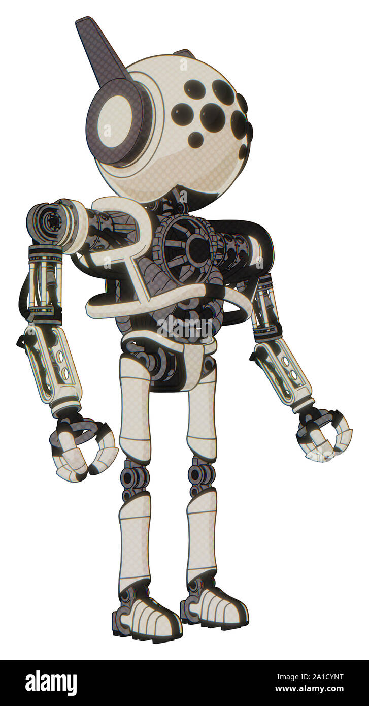 Bot containing elements: round head, bug eye array, head winglets ...