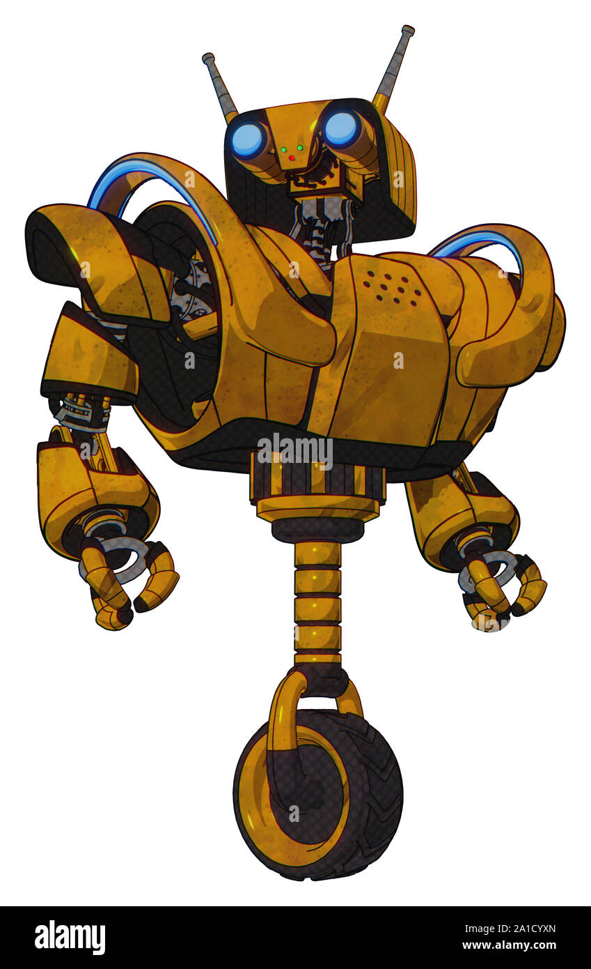 Automaton containing elements: dual retro camera head, cyborg antenna ...