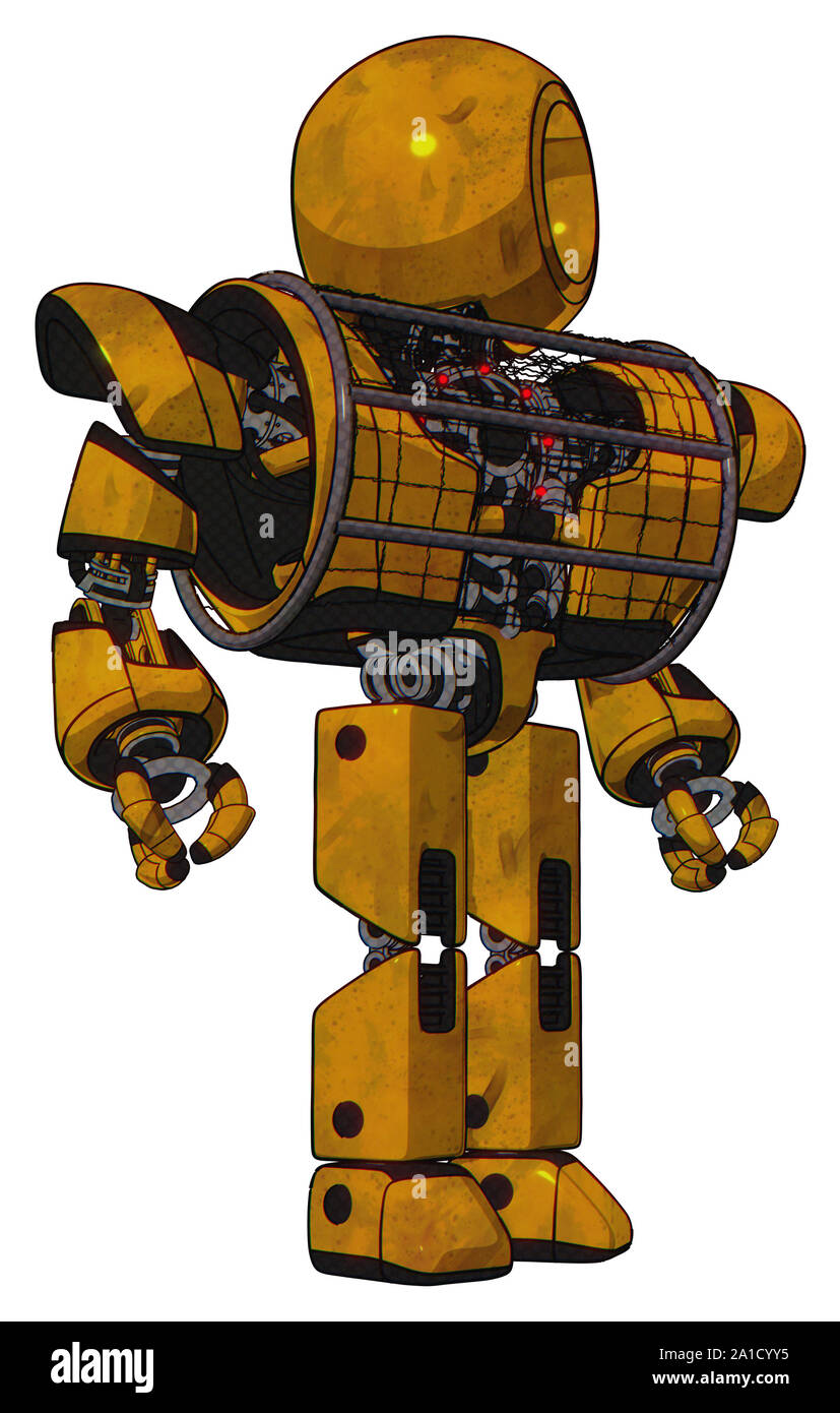 Robot containing elements: round head, heavy upper chest, heavy mech ...