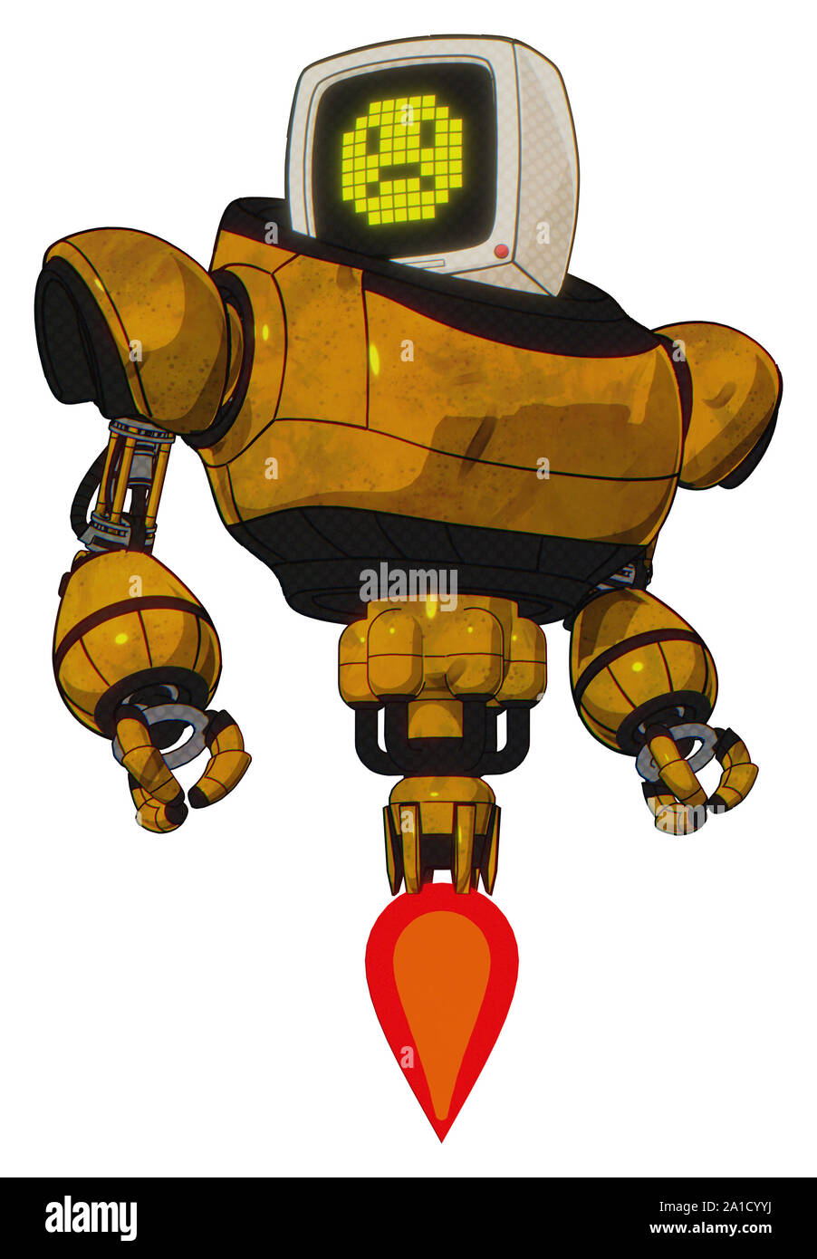 Android containing elements: old computer monitor, yellow sad pixel ...