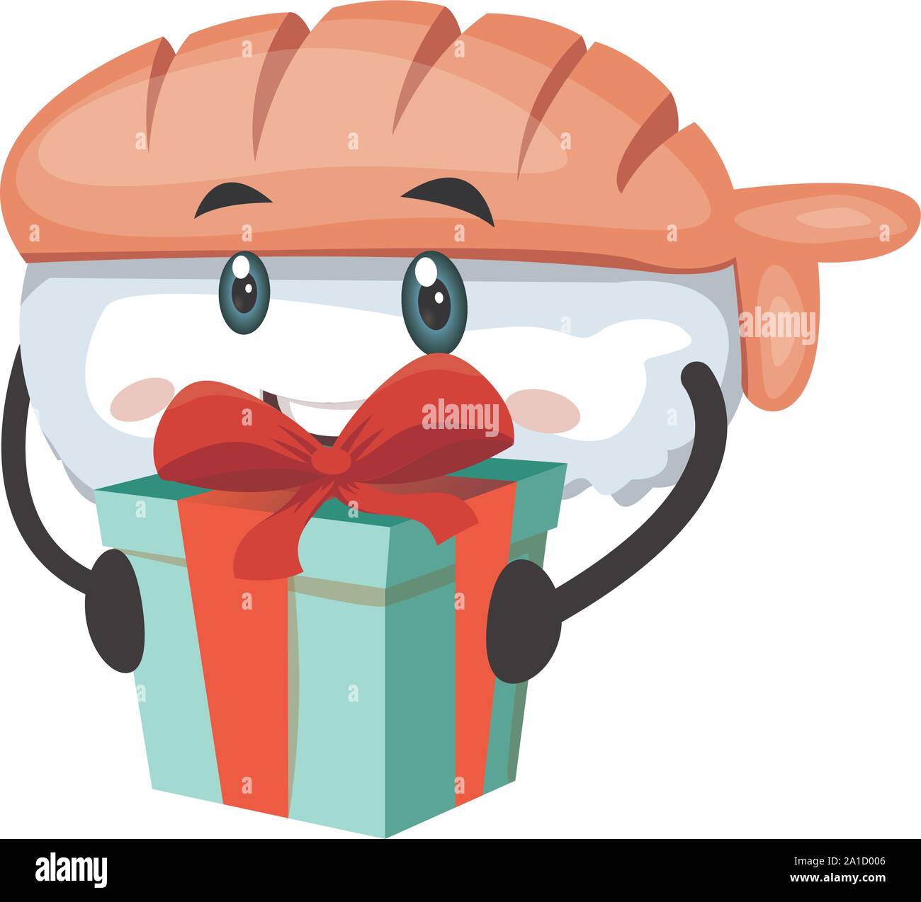 Sushi with gift, illustration, vector on white background Stock Vector ...