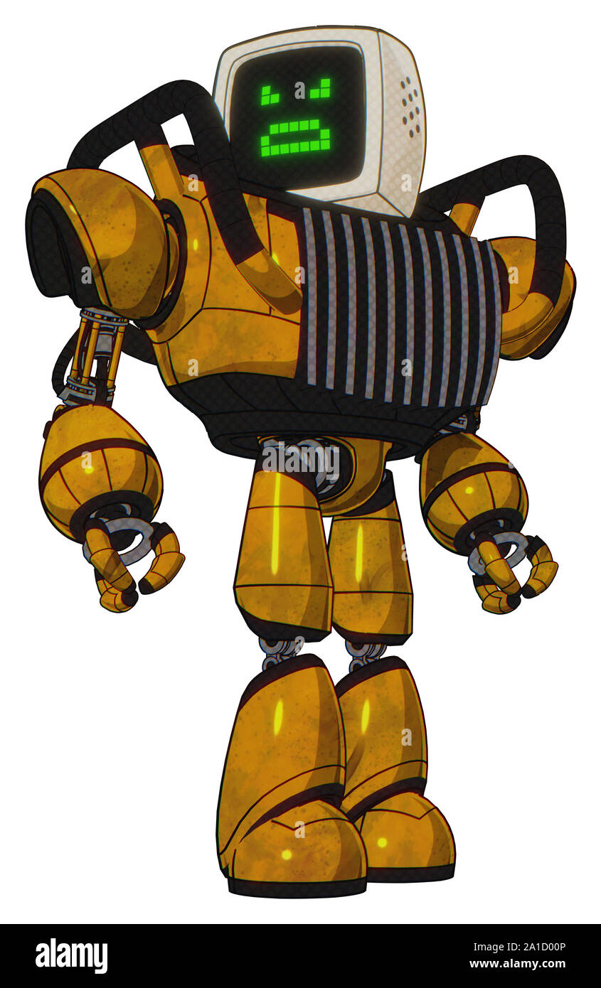 Droid containing elements: old computer monitor, angry pixels face ...