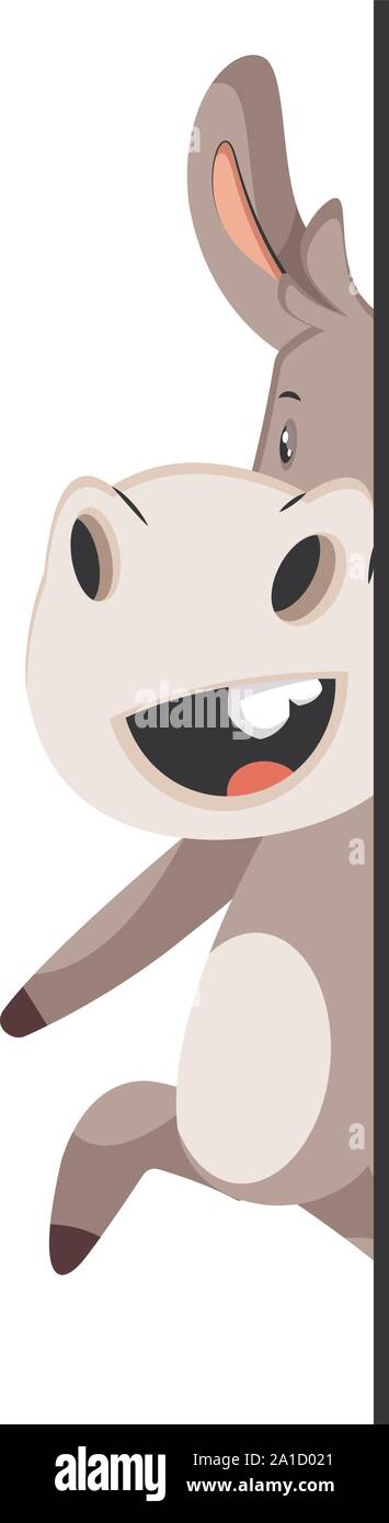 Happy donkey, illustration, vector on white background Stock Vector ...