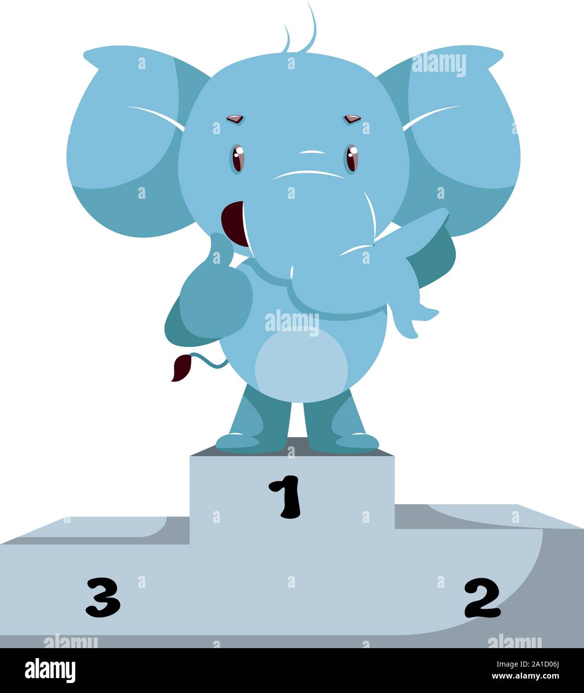 Elephant on winning stage, illustration, vector on white background ...