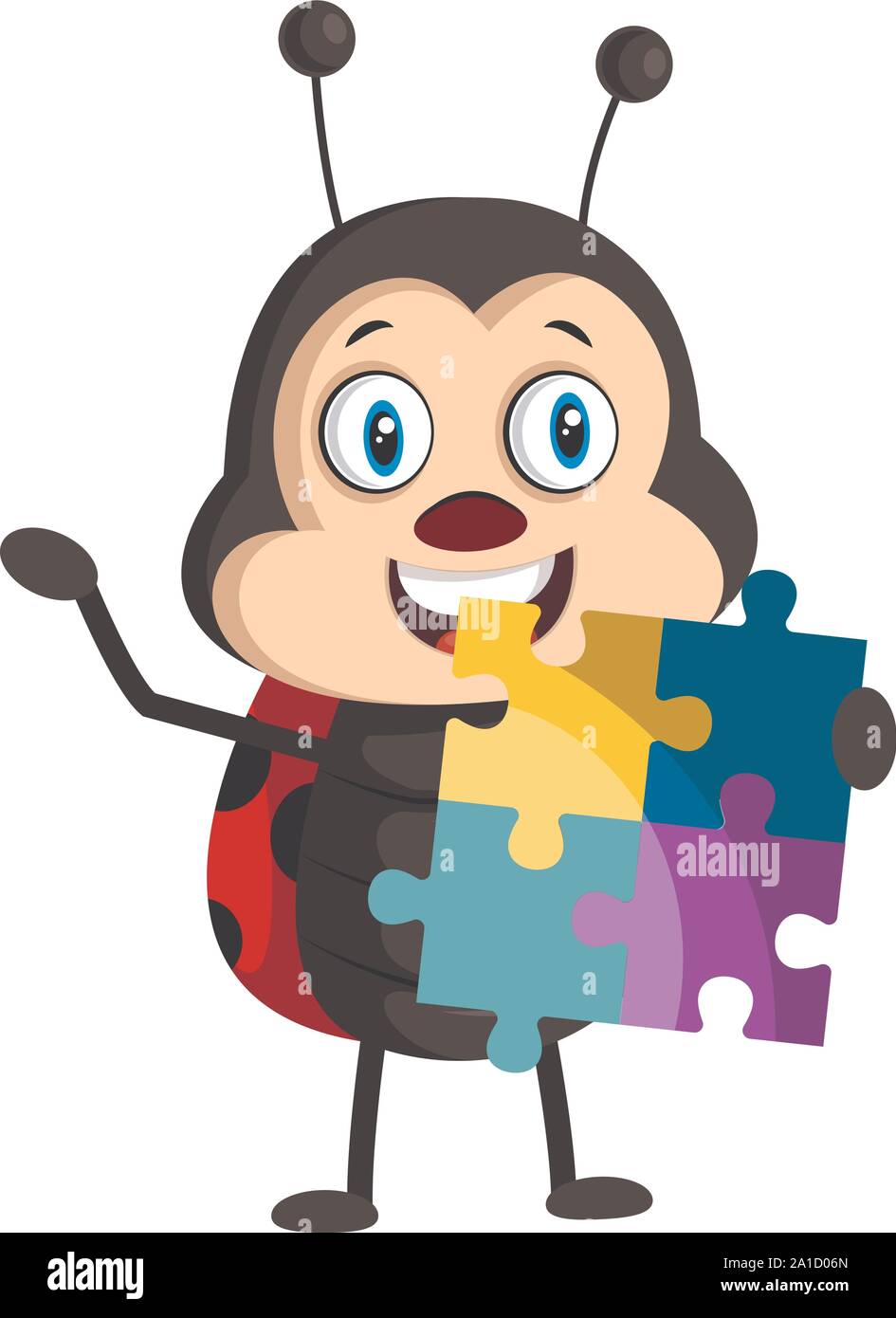 Lady bug with puzzle, illustration, vector on white background Stock ...