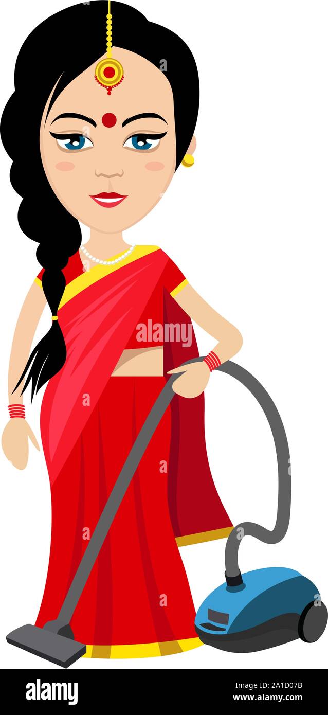 Indian woman cleaner Stock Vector Images - Alamy