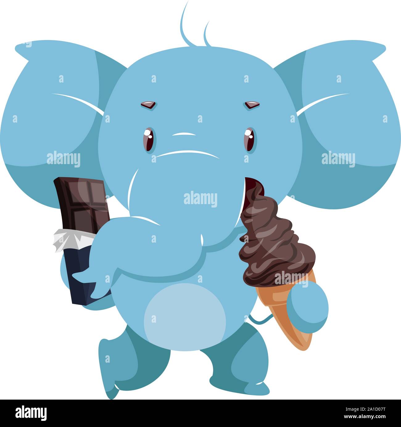 Elephant with chocolate, illustration, vector on white background Stock ...