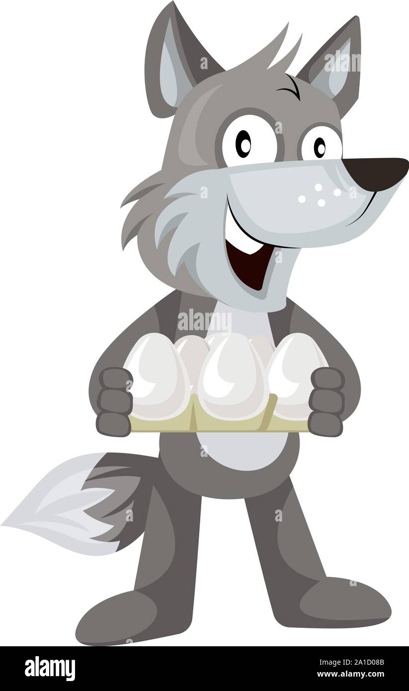 Wolf with eggs, illustration, vector on white background Stock Vector ...