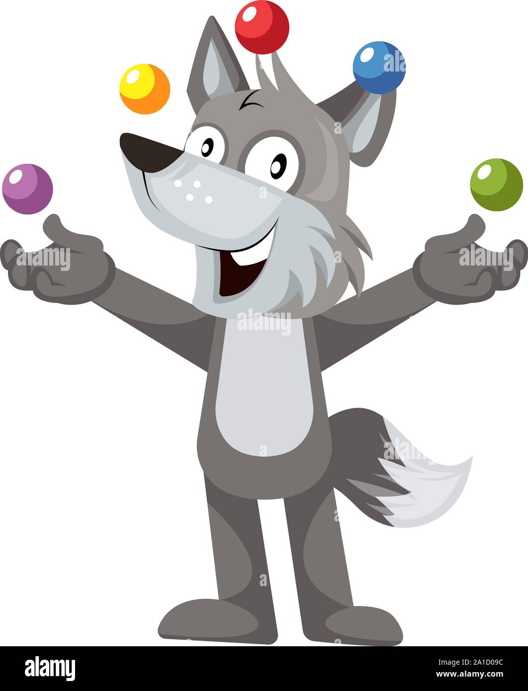 Wolf juggling, illustration, vector on white background Stock Vector ...