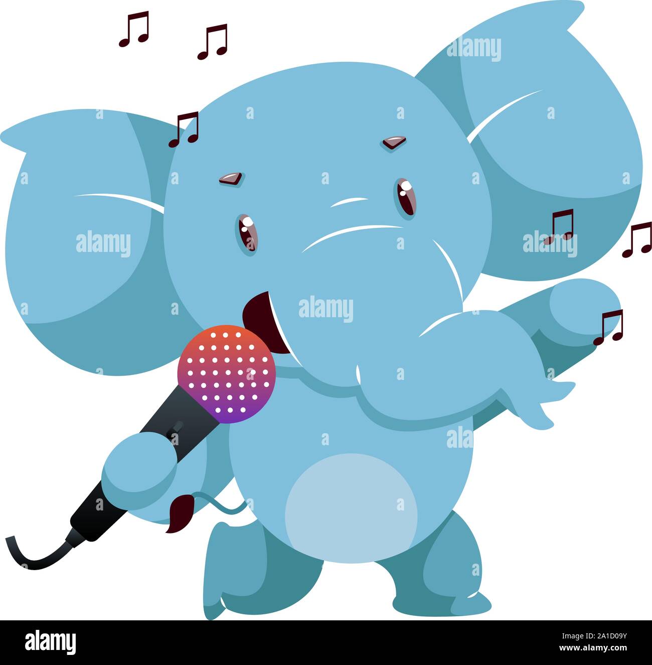 Elephant with microphone, illustration, vector on white background ...
