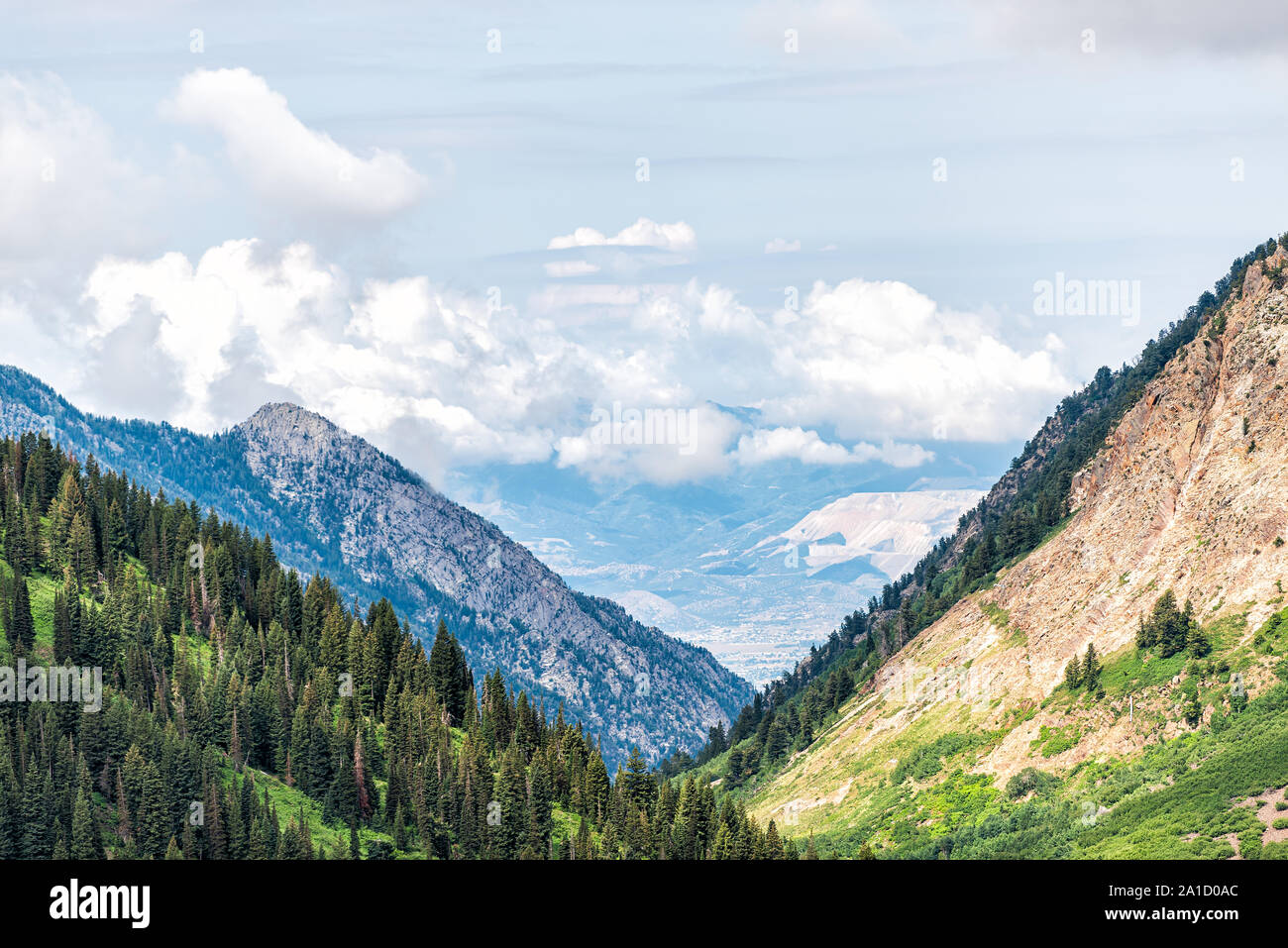 Albion Basin, Utah summer high angle view of Cottonwood Canyon valley ...