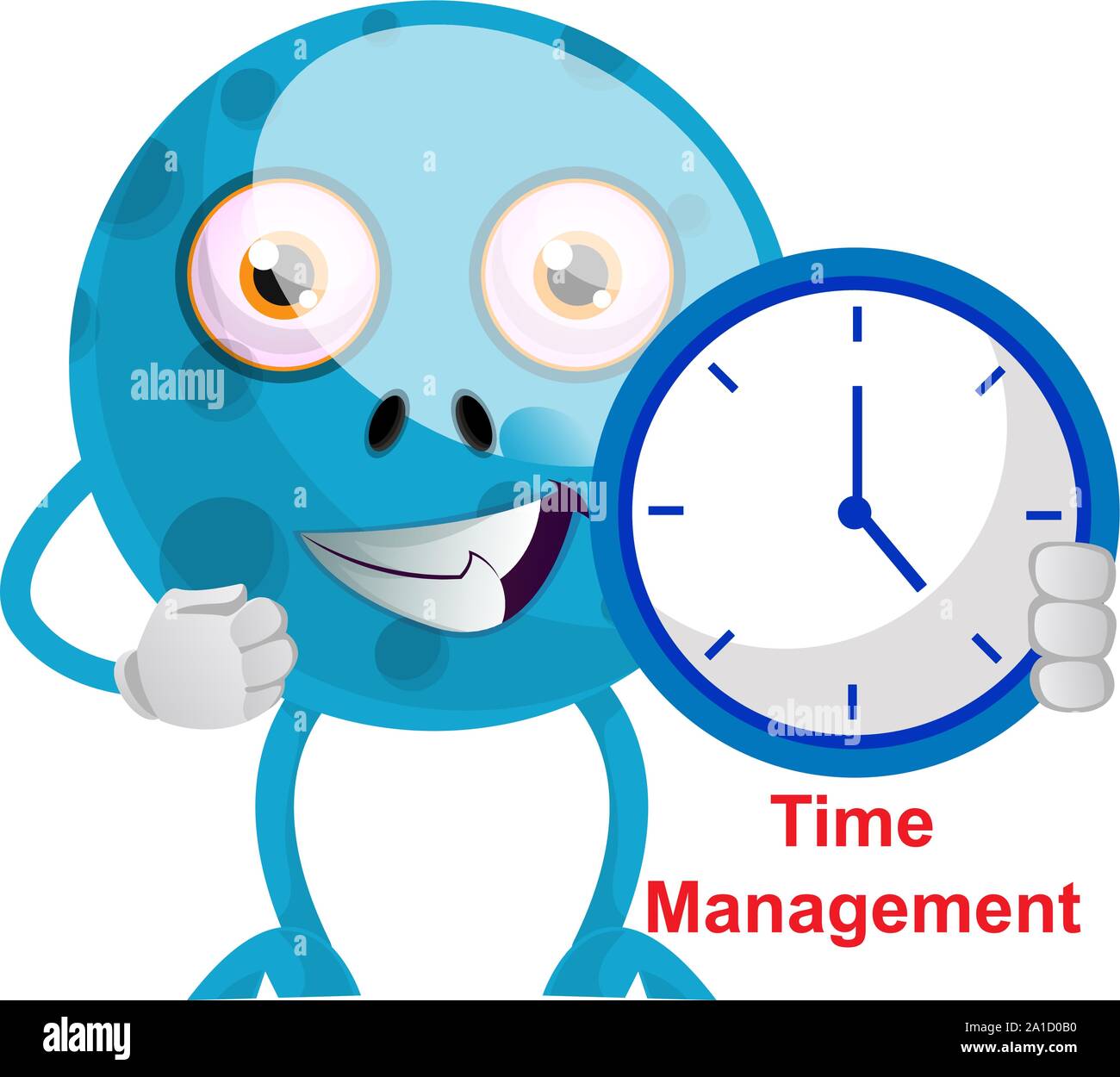 Blue monster with blue clock, illustration, vector on white background ...
